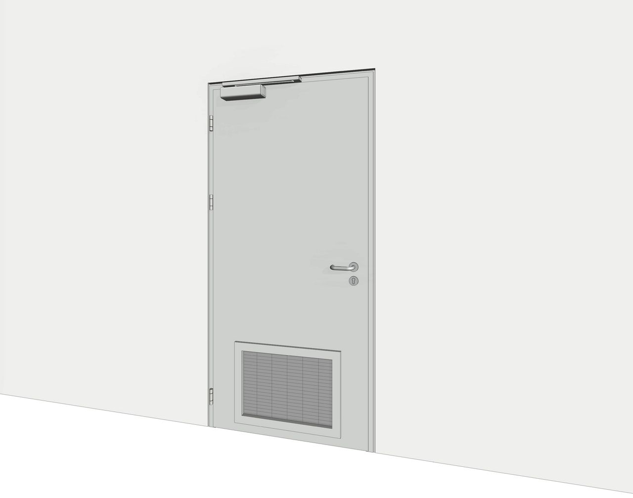 Drzwi stalowe ewakuacyjne (EN 1125) p.poż. EI60 z kratką wentylacyjną | ASSA ABLOY